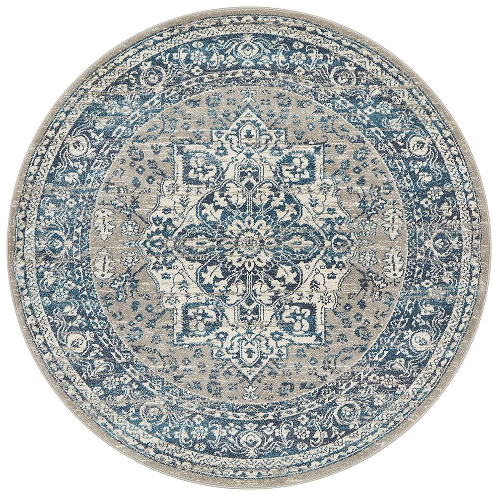Tigris Shafi Blue Round Bohemian Transitional Rug – Lost Design Society