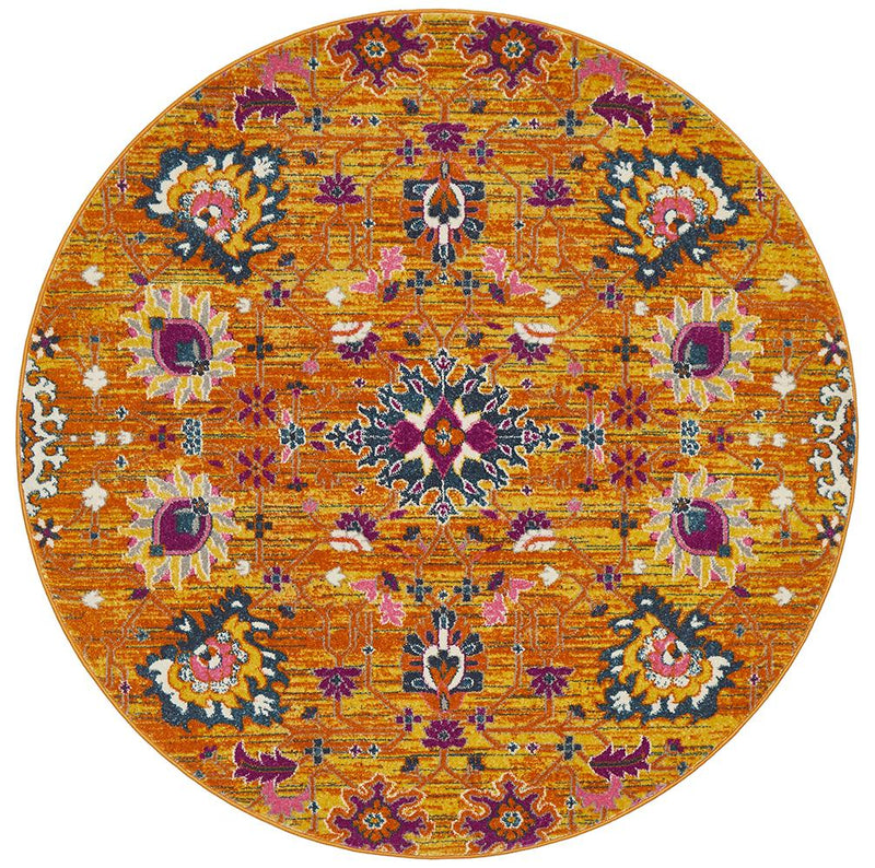 Tigris Elam Rust Round Bohemian Transitional Rug – Lost Design Society