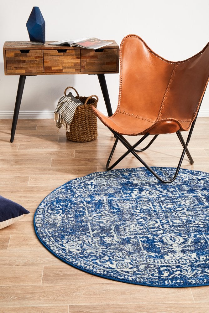Contrast Navy Transitional Round Rug – Lost Design Society