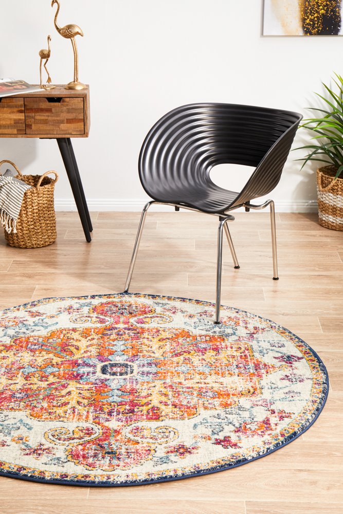 Carnival White Transitional Round Rug – Lost Design Society