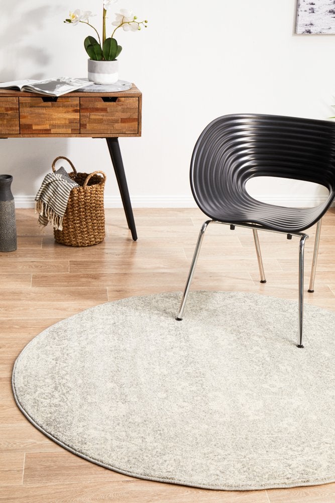 Shine Silver Transitional Round Rug – Lost Design Society